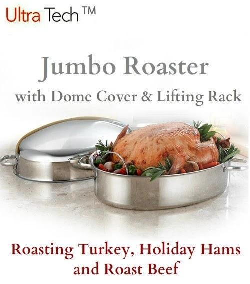 5-Ply Ultra Tech II Induction Jumbo Roaster w/Dome Lid and Lifting Rac ...